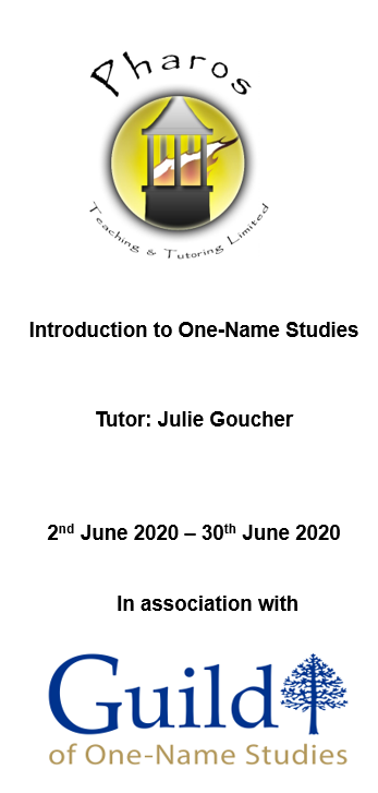 Introduction to One-Name Studies Course – Lesson One | Julie Goucher ...